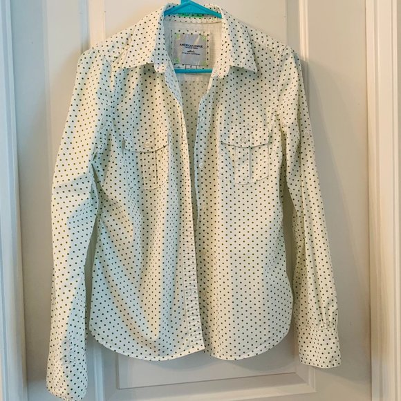 American Eagle Outfitters | Tops | American Eaglegreen Polka Dot Button Down Shirt | Poshmark